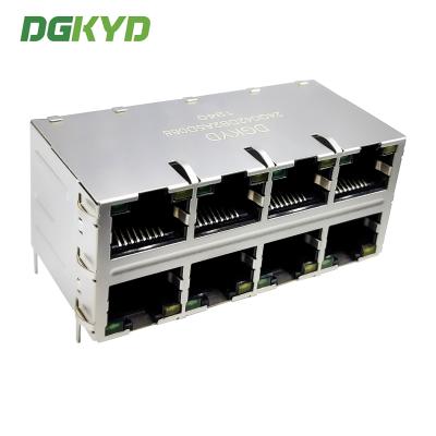 China Conector RJ45 Multipuerto 2X4 Enchufe 8P10C Conector Gigabit Interfaz de bloque modular DGKYD24Q042DB2A5D068 en venta
