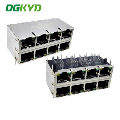 China Conector RJ45 Multipuerto 2X4 Enchufe 8P10C Conector Gigabit Interfaz de bloque modular DGKYD24Q042DB2A5D068 en venta