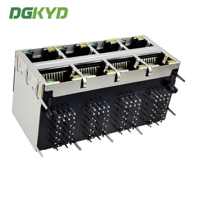 China Conector RJ45 Multipuerto 2X4 Enchufe 8P10C Conector Gigabit Interfaz de bloque modular DGKYD24Q042DB2A5D068 en venta