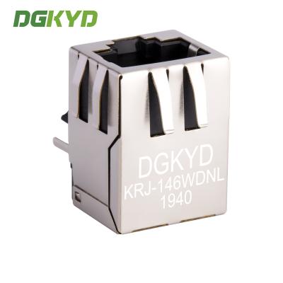 China Ángulo derecho 10 / 100 Base RJ45 conector modular con conector de cable Ethernet transformador KRJ-146WDNL en venta