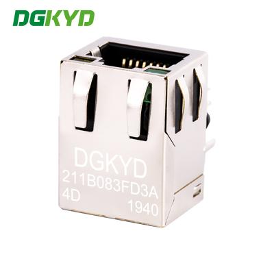 China Conector de puerto Ethernet de 100 Mbps Interfaz RJ45 conector de red verde doble DGKYD211B083FD3A4D en venta