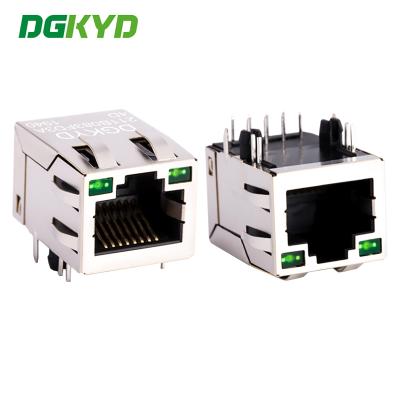China Conector de puerto Ethernet de 100 Mbps Interfaz RJ45 conector de red verde doble DGKYD211B083FD3A4D en venta