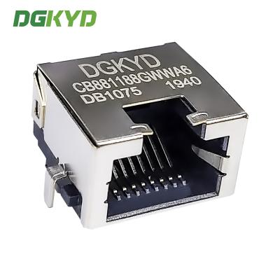 China Panel de hundimiento RJ45 SMT 8.8 sin blindaje de banda de luz 8P8C tipo de inserción directa DGKYDCB881188GWWA6DB1075 en venta