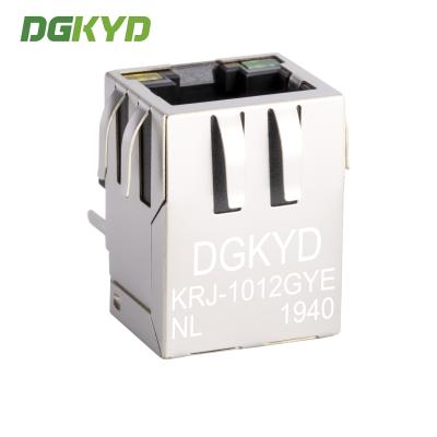 China PCB-Netzwerk RJ45 Modular Jack mit Filter, LED Tab Down Side Entry Ethernet Socket RJ45 Netzwerkoberfläche 100Mbps Stecker KRJ-1012GYENL zu verkaufen