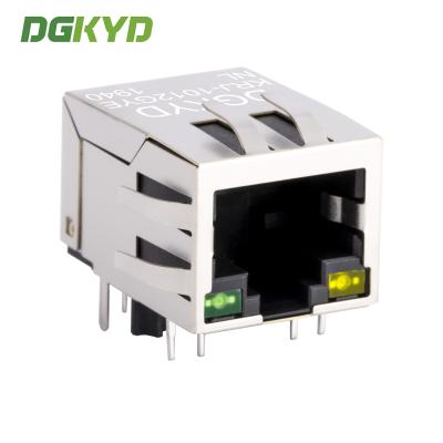 China PCB-Netzwerk RJ45 Modular Jack mit Filter, LED Tab Down Side Entry Ethernet Socket RJ45 Netzwerkoberfläche 100Mbps Stecker KRJ-1012GYENL zu verkaufen