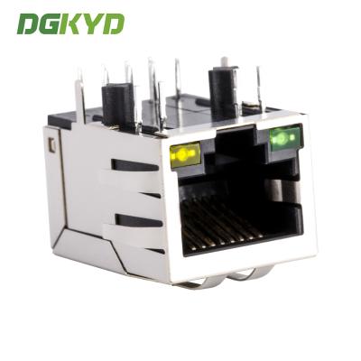 China PCB-Netzwerk RJ45 Modular Jack mit Filter, LED Tab Down Side Entry Ethernet Socket RJ45 Netzwerkoberfläche 100Mbps Stecker KRJ-1012GYENL zu verkaufen