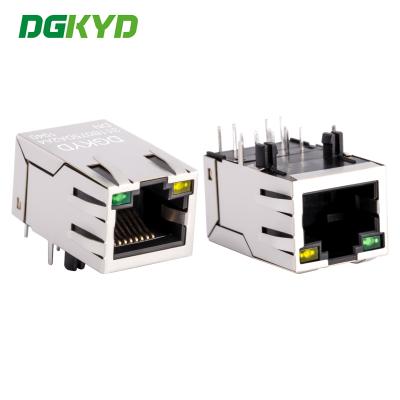 China Conector de red RJ45 Transformador Ethernet integrado de 100 Mbps con protección de luz y metal DGKYD311B075DA2A4DN en venta