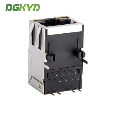 China Conector de red RJ45 Transformador Ethernet integrado de 100 Mbps con protección de luz y metal DGKYD311B075DA2A4DN en venta