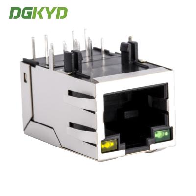 China Conector de red RJ45 Transformador Ethernet integrado de 100 Mbps con protección de luz y metal DGKYD311B075DA2A4DN en venta