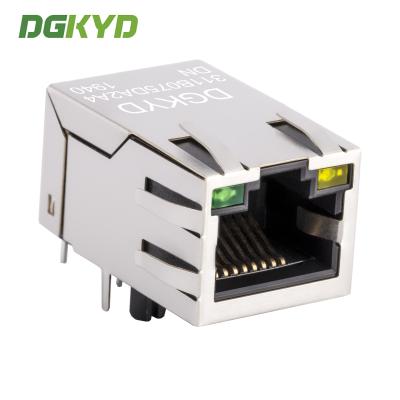 China Conector de red RJ45 Transformador Ethernet integrado de 100 Mbps con protección de luz y metal DGKYD311B075DA2A4DN en venta