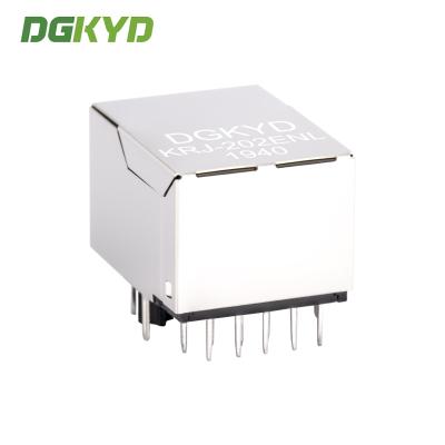 China Metallgeschützter Cat6a Ethernet-Anschluss weiblich RJ45 mit Transformator, G/Y LED KRJ-202ENL zu verkaufen