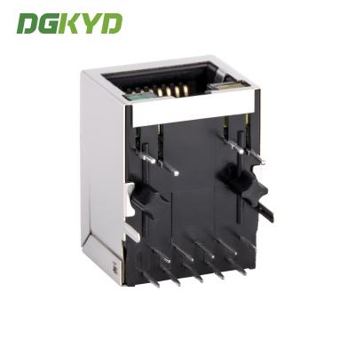China Metallgeschützter Cat6a Ethernet-Anschluss weiblich RJ45 mit Transformator, G/Y LED KRJ-202ENL zu verkaufen