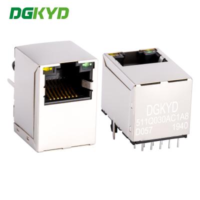 China Entrada superior Rj45 Lan Jack, Cat6 Gigabit Rj45 conector modular con transformador DGKYD511Q030AC1A8D057 en venta