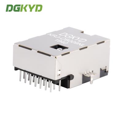 China Conector PCB RJ45 de perfil extra bajo, puerto de red cat5 RJ45 con magnéticos KRJ-CB009NL en venta