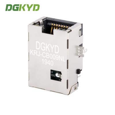 China Conector PCB RJ45 de perfil extra bajo, puerto de red cat5 RJ45 con magnéticos KRJ-CB009NL en venta