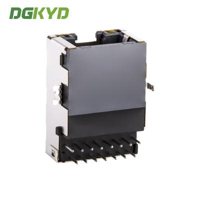 China Conector PCB RJ45 de perfil extra bajo, puerto de red cat5 RJ45 con magnéticos KRJ-CB009NL en venta