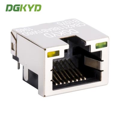 Китай Металлический щит с низким профилем Rj45 Jack SMT RJ45 соединитель раковины 4.2 DIP с щитом и светом DGKYDCB421188AB1W6DB1075 продается
