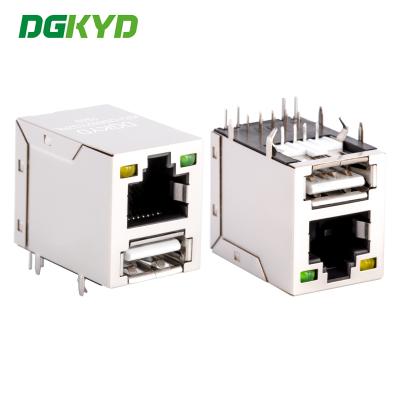 China Integrated Tab Up RJ45 USB Network Connector with usb 2.0 for PCMCIA Net Card KRJ-USB02YGZNL for sale