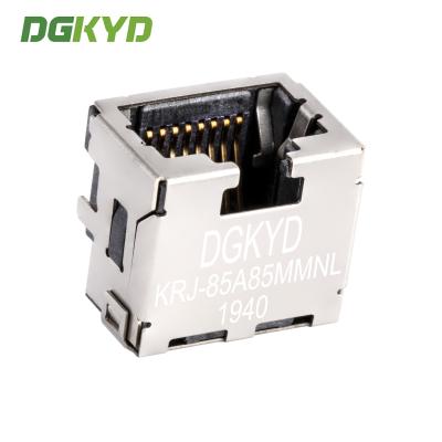 China Escudo personalizado 8p8c SMD Rj45 Keystone Jack, Conector Ethernet de perfil extra baixo KRJ-85A85MMNL à venda