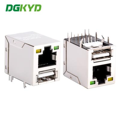 China RJ45 with USB 2.0 socket, shielded with light, without filter DGKYDRU121188AB1WDY1054 for sale