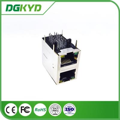 China Basis 100 - T stapelde 2 Geïnstalleerde de Filter van Ethernet van de Havenrj45 Jack Module With Magnetic Right Hoek Te koop