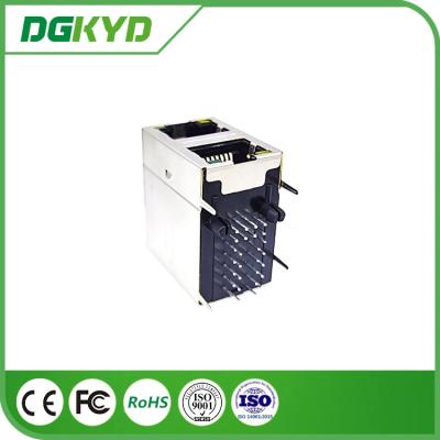 China Basis 100 - T stapelde 2 Geïnstalleerde de Filter van Ethernet van de Havenrj45 Jack Module With Magnetic Right Hoek Te koop