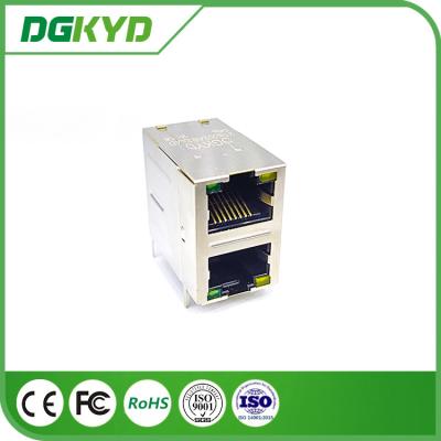China Basis 100 - T stapelde 2 Geïnstalleerde de Filter van Ethernet van de Havenrj45 Jack Module With Magnetic Right Hoek Te koop