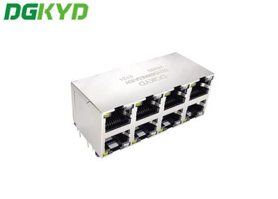 中国 5921保護されたコネクター2X4はLEDが付いている180度RJ45ネットワークのコネクターを左舷に取る 販売のため