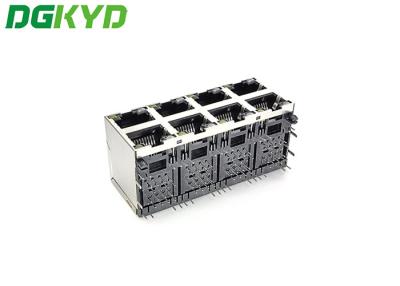 中国 5921保護されたコネクター2X4はLEDが付いている180度RJ45ネットワークのコネクターを左舷に取る 販売のため