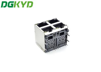 中国 DGKYD59212288AE5A1DY1E022 2X2はLEDが付いている180度RJ45ネットワークのコネクターを左舷に取る 販売のため