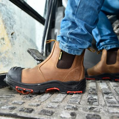Cina Stivali industriali di cuoio SAFETOE di Toe Men Heat Resistant Safety dell'acciaio di Nubuck in vendita