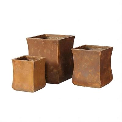 China Custom Hand Carved Archaic Style GRC Planter Pots For Garden Courtyard Decor for sale