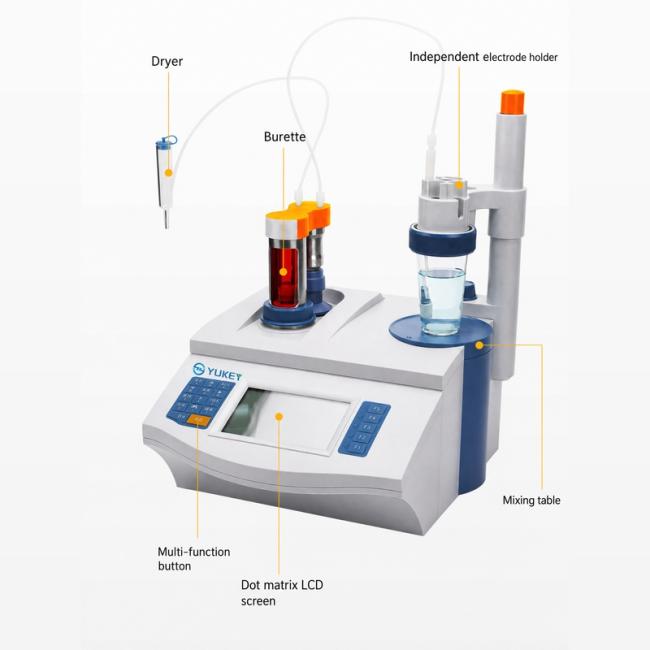 Close-up view of TI-20 Potential Titrator controls and display