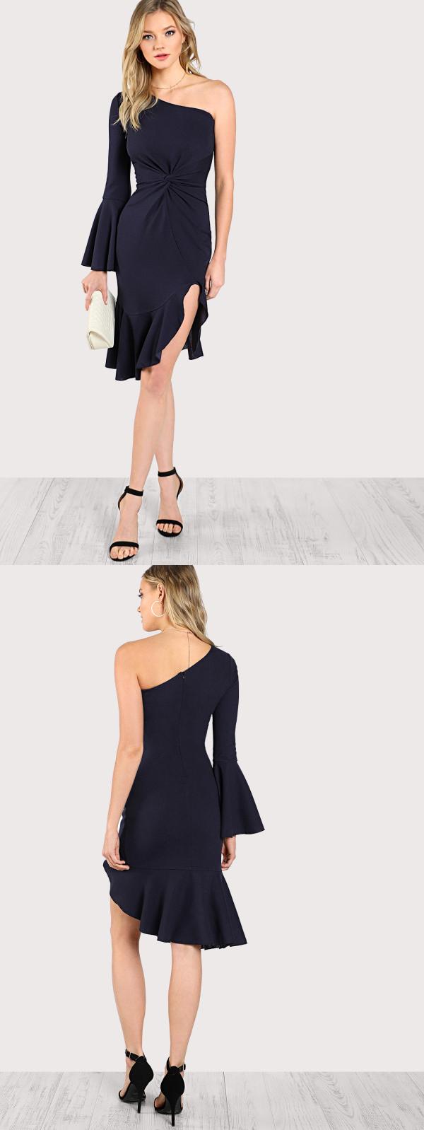 Summer one shoulder women fashion dress