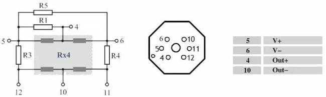 HT19F Pressure Sensor electrical connection and compensation diagram