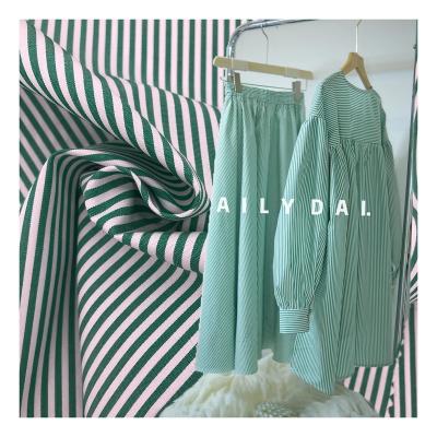 China Customizable 120GSM 100% Organic Cotton French Terry Cloth Fabric Stripe Pattern Woven Technics for Shirts Dresses Worsted Yarn for sale