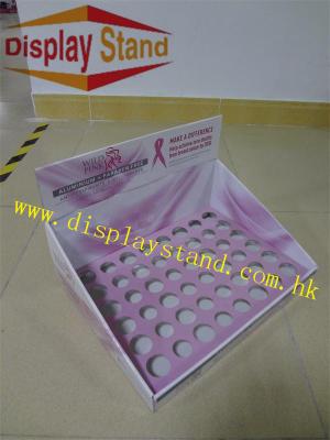 Cina Contatore cosmetico rosa con i fori, punto dell'esposizione del vassoio dell'esposizione del cartone ondulato dell'acquisto in vendita