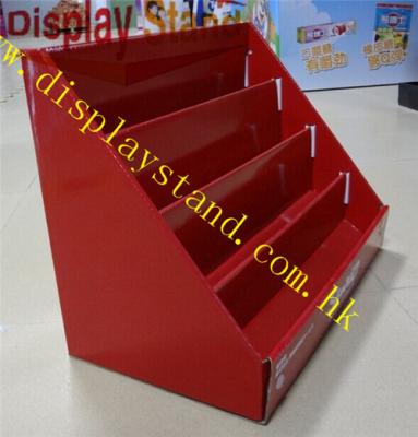 Cina laminazione lucida riciclabile di carta rossa dei vassoi pp dell'esposizione del cartone 4-Shelf in vendita