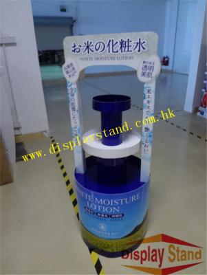 Cina PDQ, supporto su ordinazione di forma rotonda dell'esposizione del cartone di pop-up per il cosmetico, esposizione delle lozioni in vendita