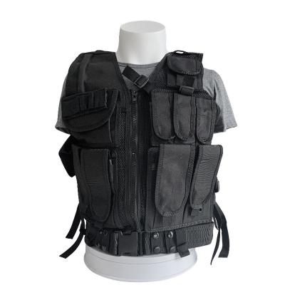 China Colete negro de protecção confortável com várias bolsas para tecido do corpo e do equipamento à venda