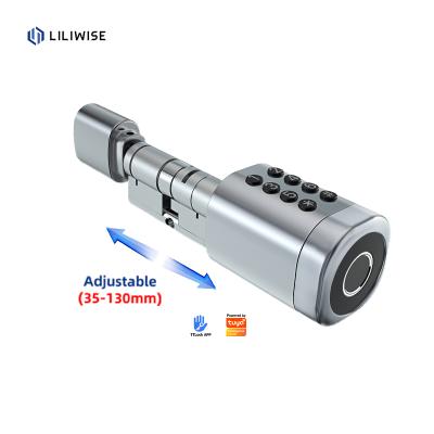 China Adjustable Smart Cylinder Lock with 30~130mm Door Thickness and 1 Year Battery Life for Secure Home Office Access for sale