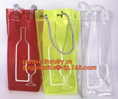 Chine poignée simple de vin, sac d'emballage de PVC, sac cosmétique transparent clair de PVC avec le bouton instantané, cadeau personnalisé de sac d'organza à vendre