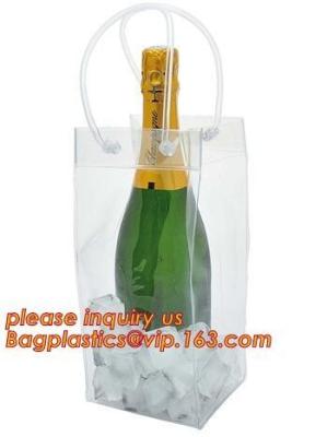 Chine poignée simple de vin, sac d'emballage de PVC, sac cosmétique transparent clair de PVC avec le bouton instantané, cadeau personnalisé de sac d'organza à vendre