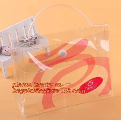 Chine poignée simple de vin, sac d'emballage de PVC, sac cosmétique transparent clair de PVC avec le bouton instantané, cadeau personnalisé de sac d'organza à vendre