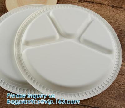 Chine Plat compostable biodégradable qui respecte l'environnement de nourriture de la bagasse 7inch de canne à sucre, paquet jetable du plat 9inch de canne à sucre de bagasse à vendre