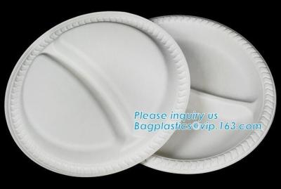 Chine Plat compostable biodégradable qui respecte l'environnement de nourriture de la bagasse 7inch de canne à sucre, paquet jetable du plat 9inch de canne à sucre de bagasse à vendre