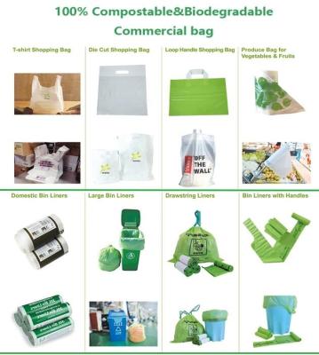 Chine Sacs de déchets compostables de revêtement de chariot de déchets alimentaires comprenant 50 sacs, sac compostable de T-shirt, fabricant dégradable de sac à vendre