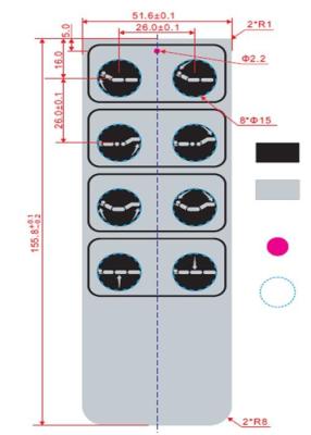 China El panel impermeable de la pantalla táctil del interruptor de membrana con el pegamento de 3M y el botón 8 en venta