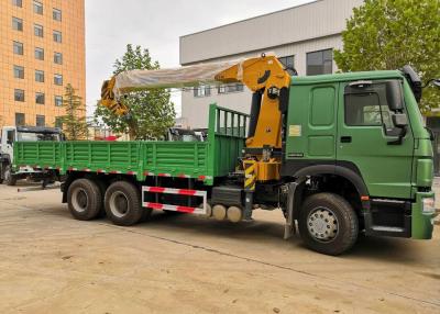중국 12T 6x4 포좌 트럭은 Sinotruk Howo7 녹색의 붐 기중기를 거치했습니다 판매용