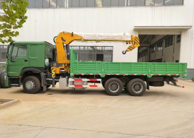 중국 12T 6x4 포좌 트럭은 Sinotruk Howo7 녹색의 붐 기중기를 거치했습니다 판매용
